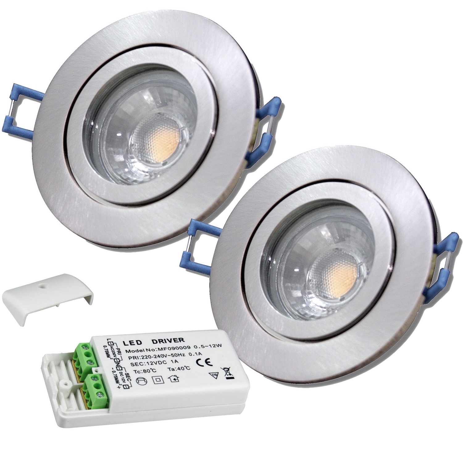 2 x 12V LED Bad Einbaustrahler / IP44 / 3Watt mit LED Treiber ...